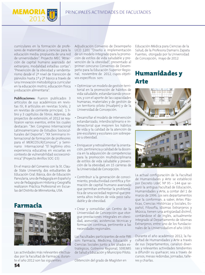 Memoria 2012 - Universidad de Concepción